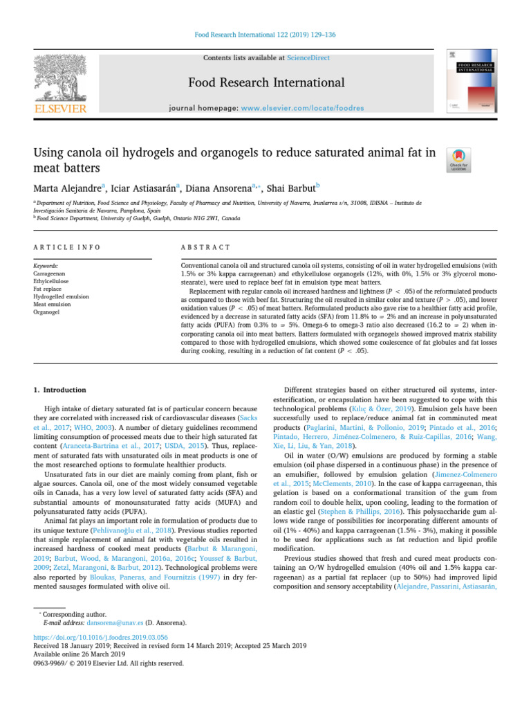 Food Research International: A A A B | Download Free PDF | Emulsion | Fat