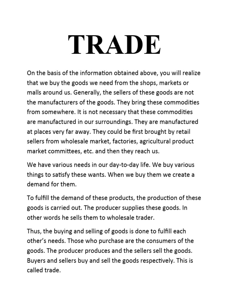 Trade | PDF | Trade | International Trade