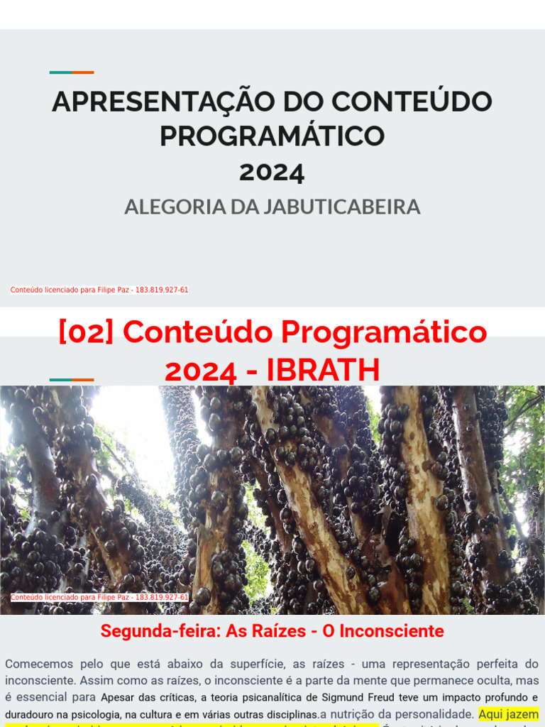 02 Apresentacaodoconteudoprogramatico Aula2 | PDF | Psicanálise | Sigmund Freud