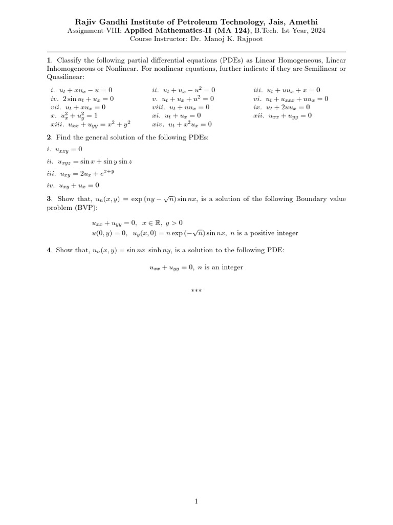 Applied Math-II: PDE Classification | PDF