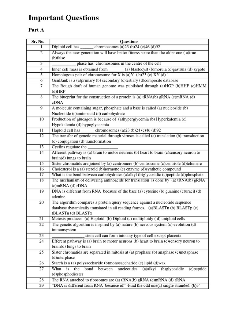 Computational Biology Question Bank | PDF | Cell (Biology) | Proteins