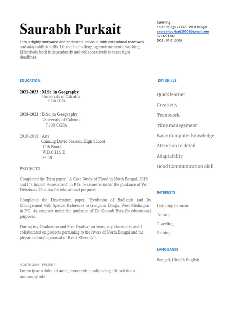 Geography Graduate Resume SEO | PDF | Cognitive Science | Human ...