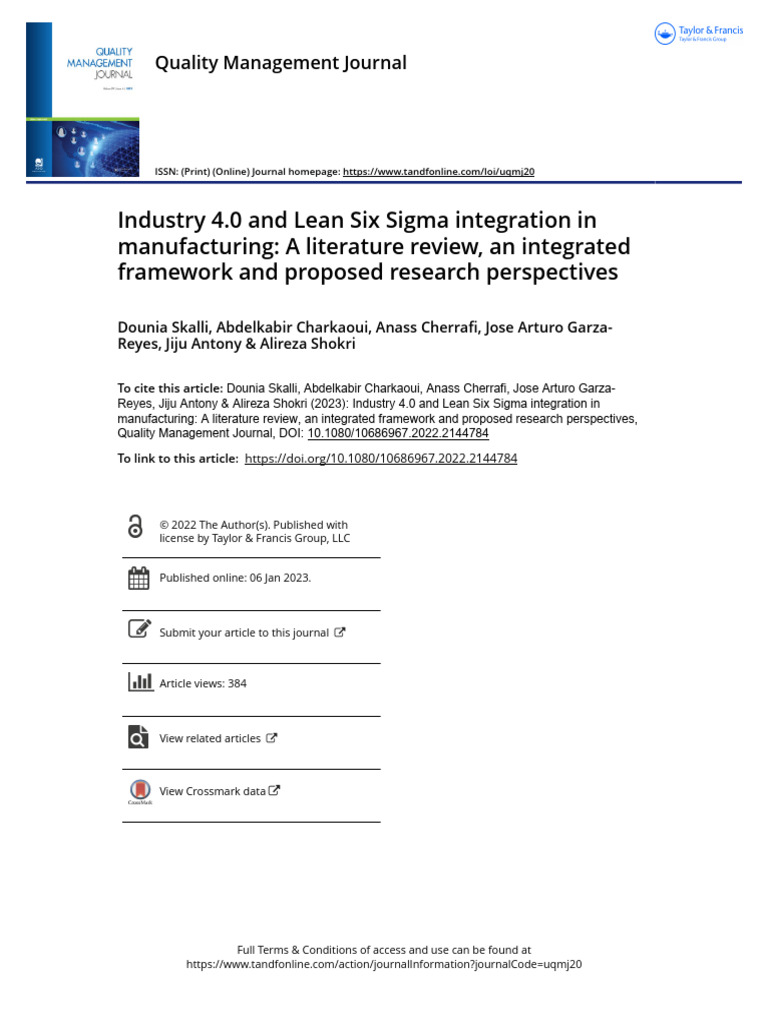 Industry 4 0 and Lean Six Sigma Integration in Manufacturing A Literature Review An Integrated ...
