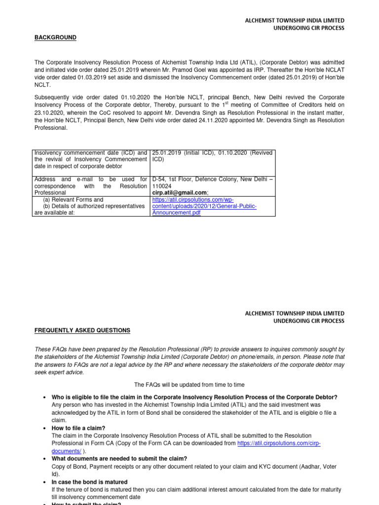 Frequently Asked Questions FAQs | PDF | Bankruptcy | Set Off (Law)