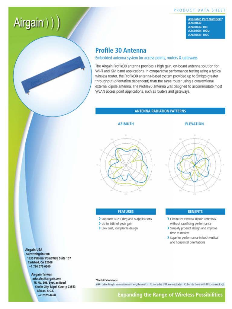 airgain-profile30_antenna | PDF | Antenna (Radio) | Wireless Access Point