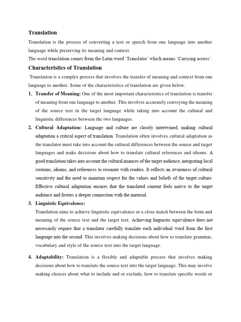 Characteristics of Effective Translation | PDF | Translations | Linguistics