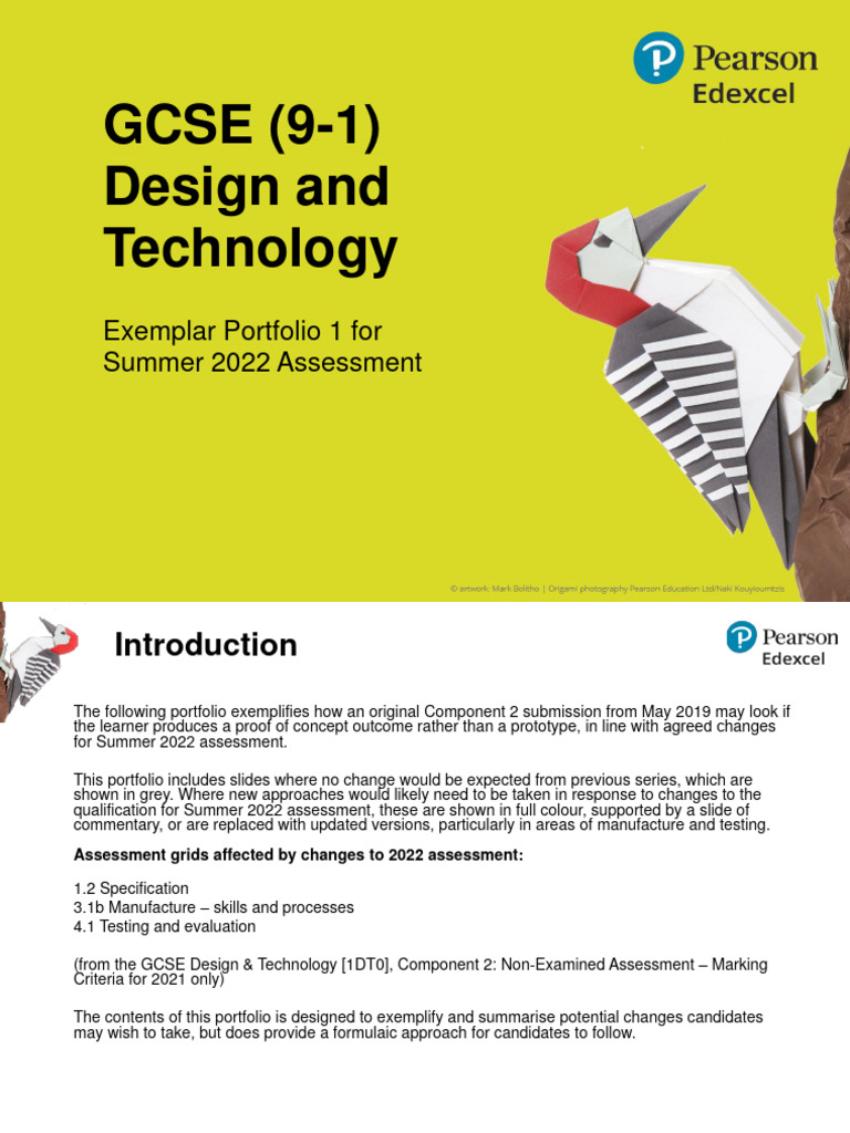 Gcse D&T Summer 2022 Exemplar Portfolio 1 | PDF | Cognition | Learning