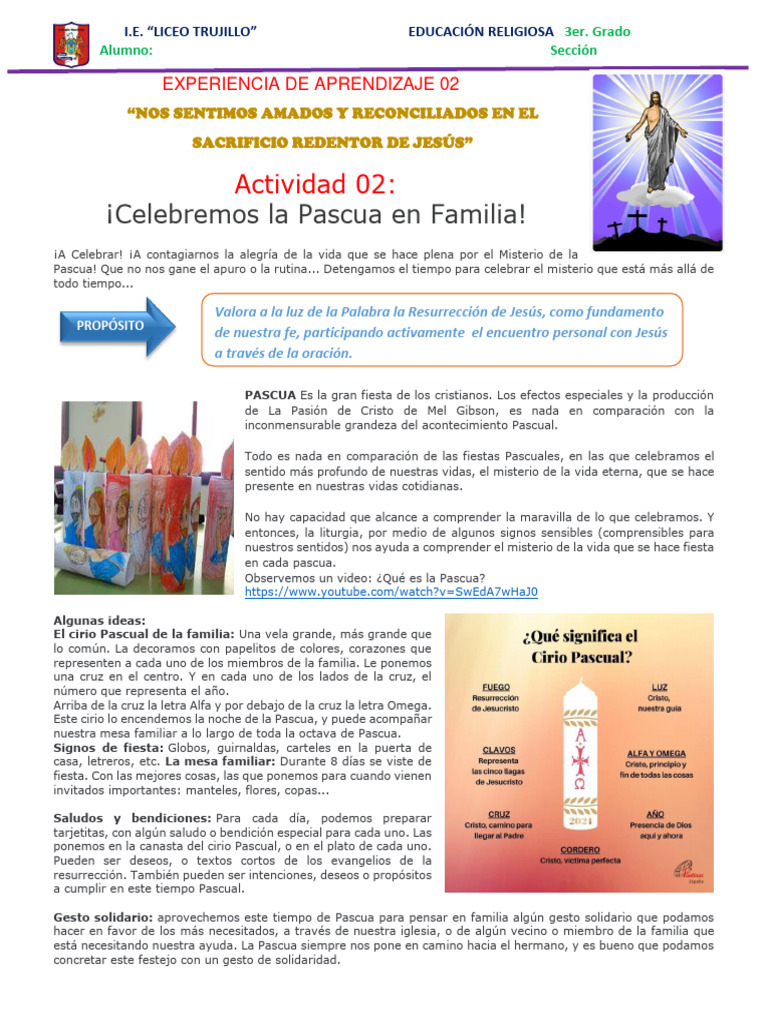 Celebración Familiar de la Pascua | PDF | Pascua de Resurrección | La ...