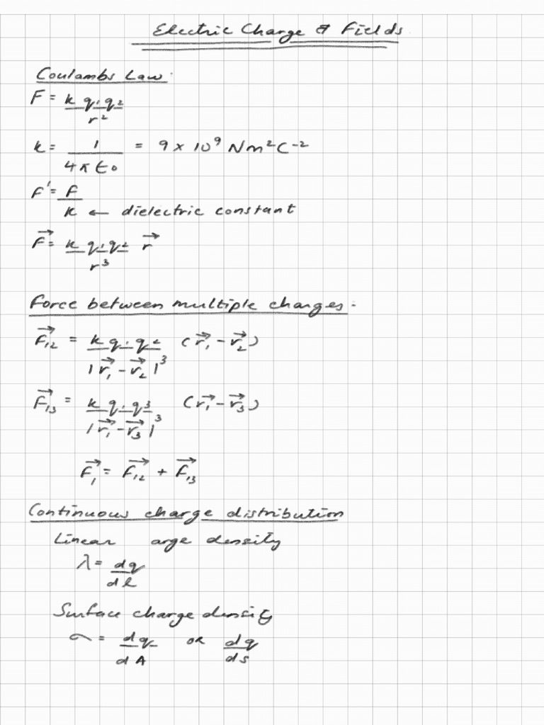 Electric charge and fields formulae | PDF