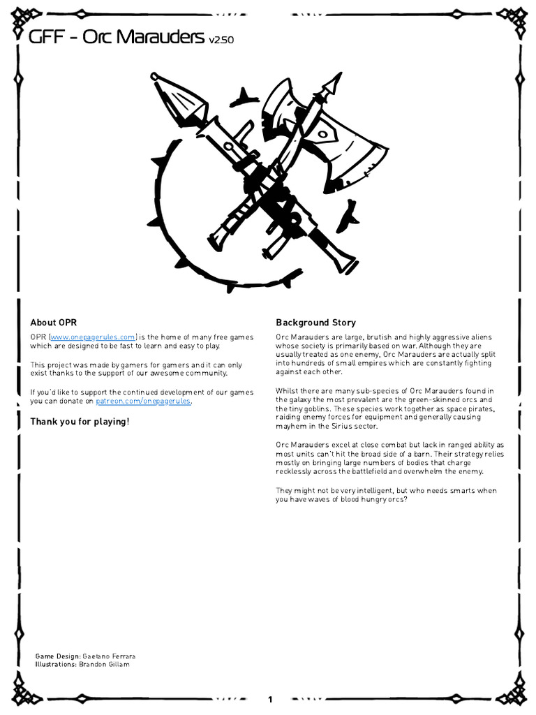GFF - Orc Marauders v2.50 | PDF | Ballistics | Projectile Weapons
