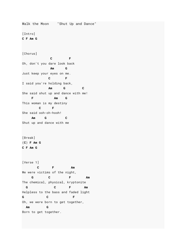 Shut Up and Dance | PDF | Song Structure | Performing Arts