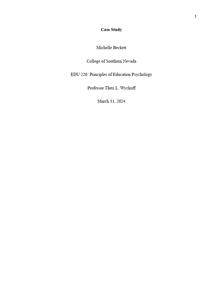 1 Edu 220 Case Study MB | PDF | Behavioural Sciences | Human Development