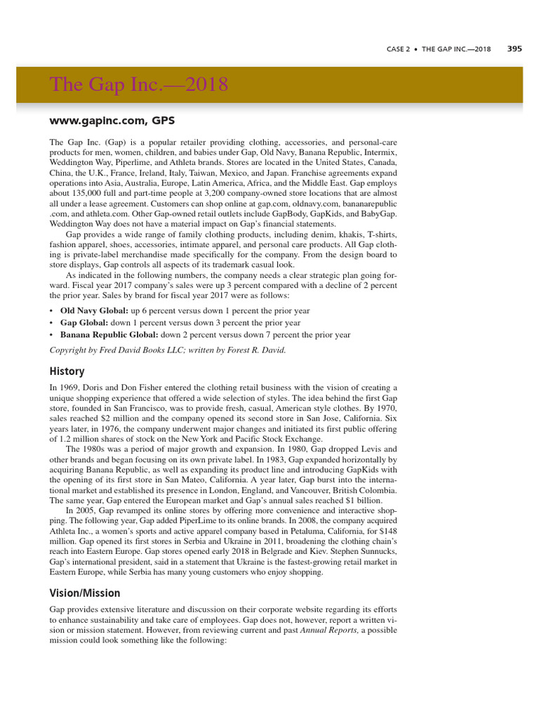 GAP Case | PDF | Gap Inc. | Balance Sheet