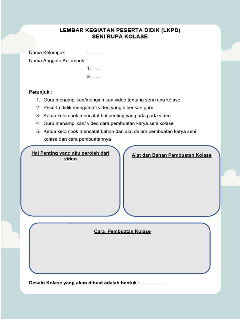 LKPD Daring Membuat Kolase | PDF | Seni