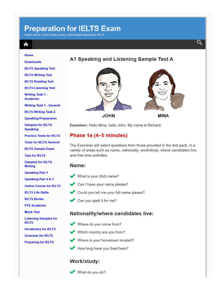 Ielts A1 Exam Test Sample | PDF | International English Language ...