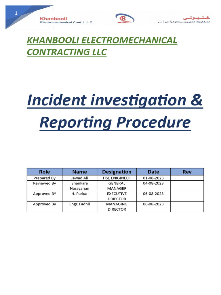 Incident Investigation Procedure Guide | PDF | Occupational Safety And ...