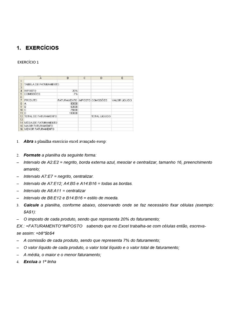 Exercícios de Excel Avançado | PDF | Empréstimos | Microsoft Excel