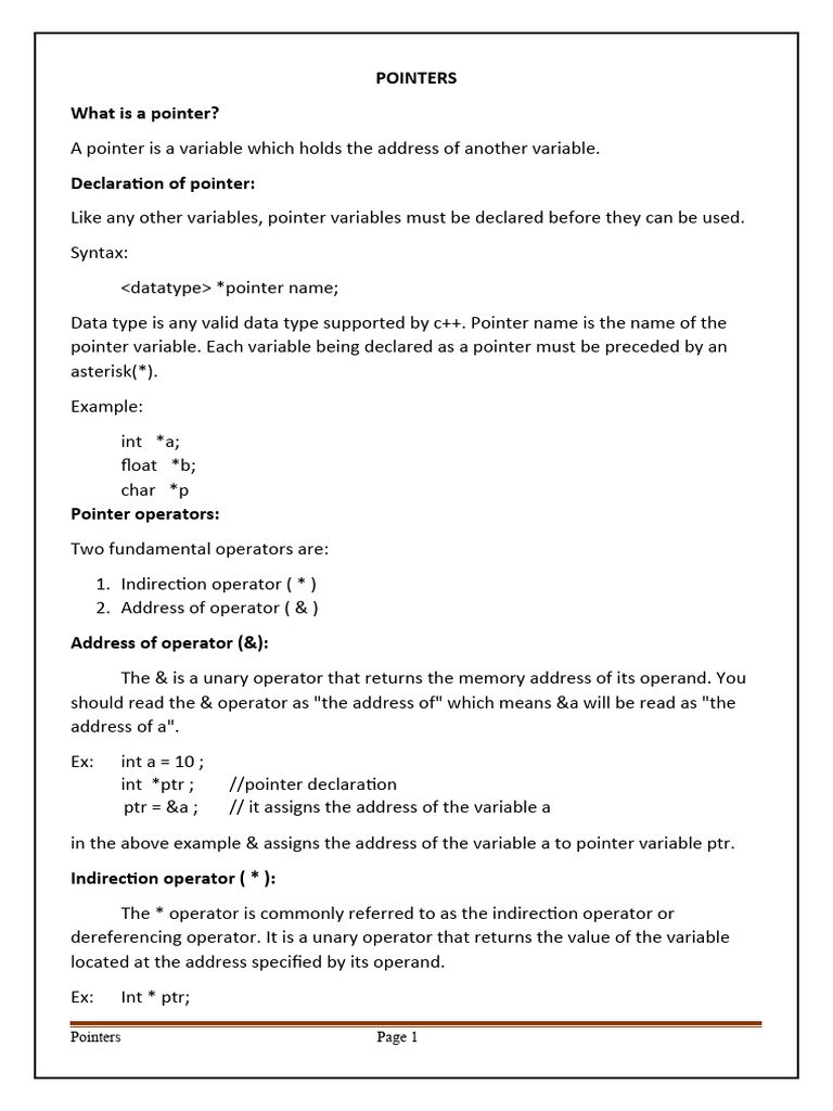 Pointers Pdf Pointer Computer Programming Integer Computer 