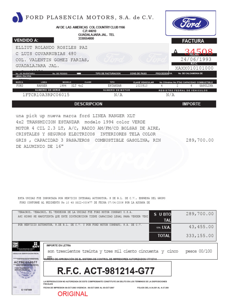 Carta Solicitud Factura Auto