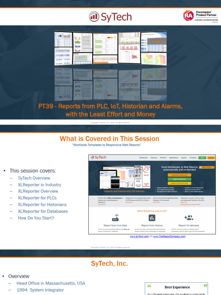 SyTech PT39 - Reports From PLC IoT Historian and Alarms With The Least Effort and Money | PDF ...