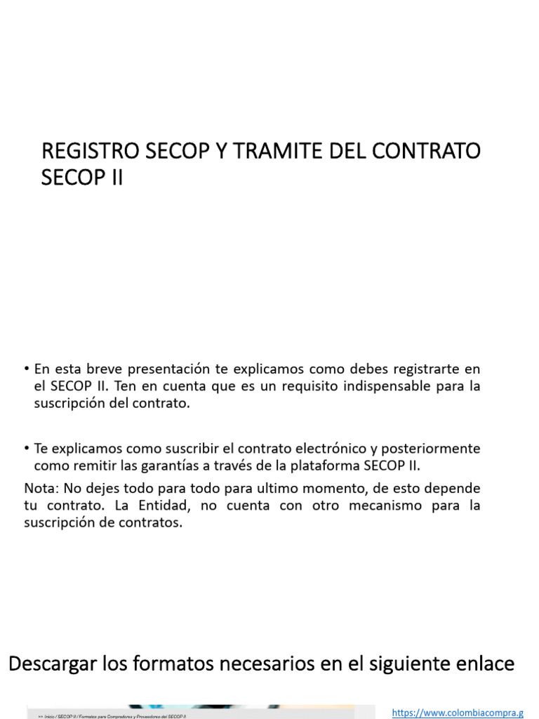 Presentacion Registro Secop Ii 1 2 Pdf Informática