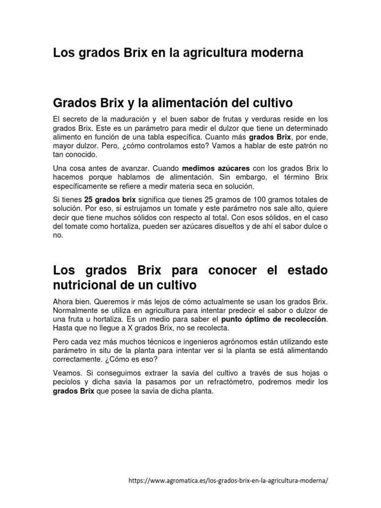 Grados Brix: Clave en Cultivos Saludables | PDF | Fruta | Agricultura