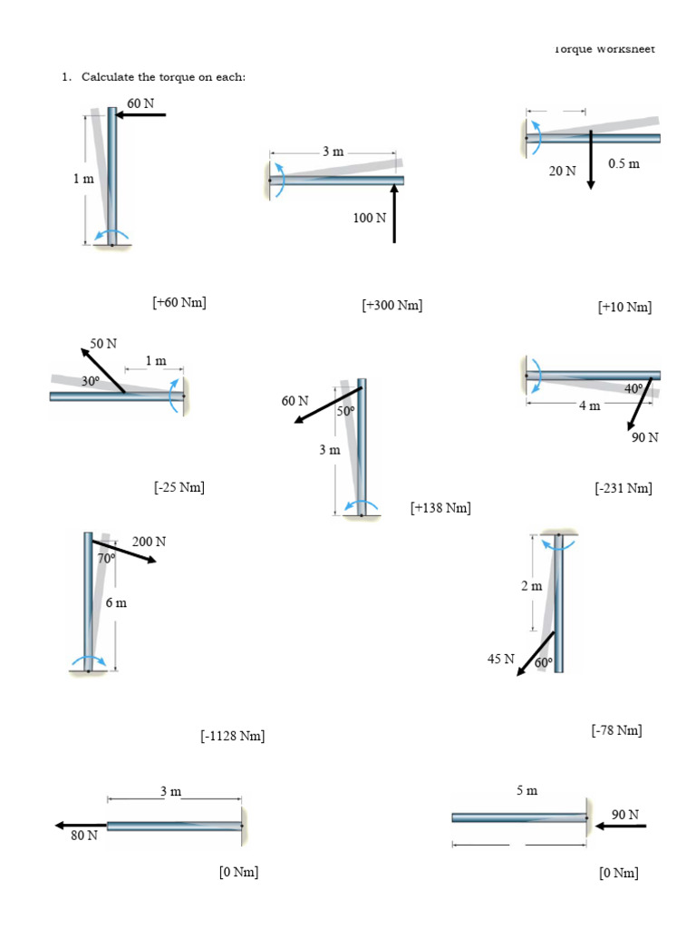 Torque Calculation Exercise | PDF