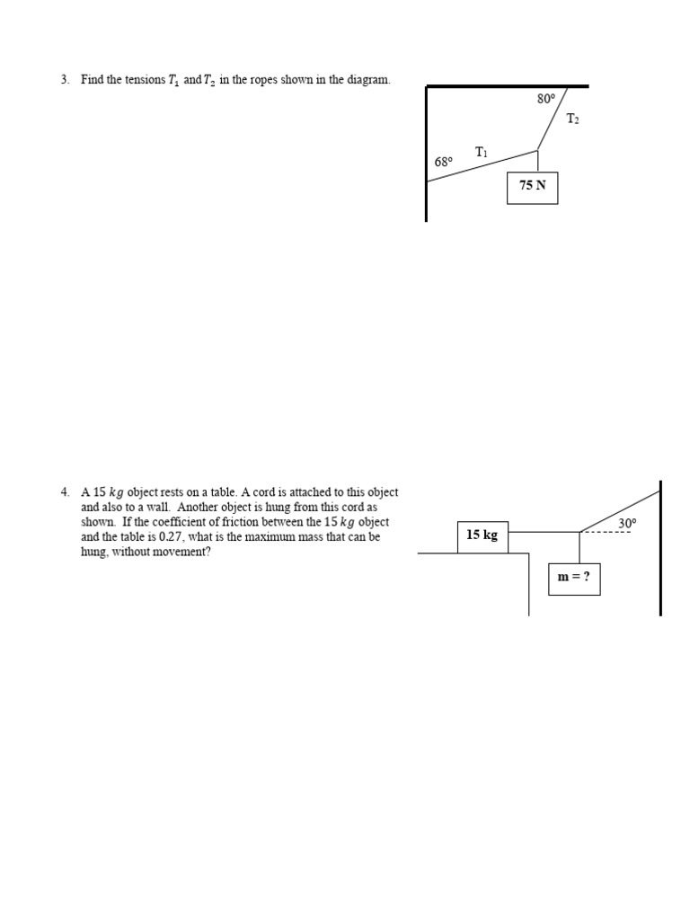 Tension Calculation in Ropes and Friction | PDF