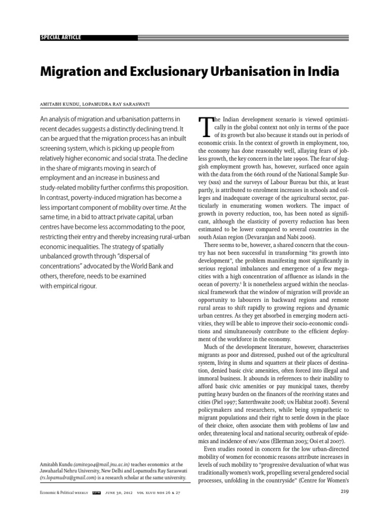 Migration and Urbanization in India | PDF | Human Migration | Unemployment