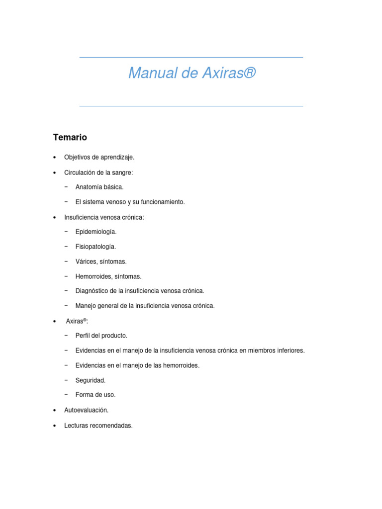 Axiras® y Manejo de Insuficiencia Venosa | PDF | Sistema circulatorio ...