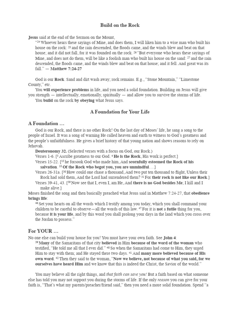Build On The Rock Pdf Jesus Glory Religion