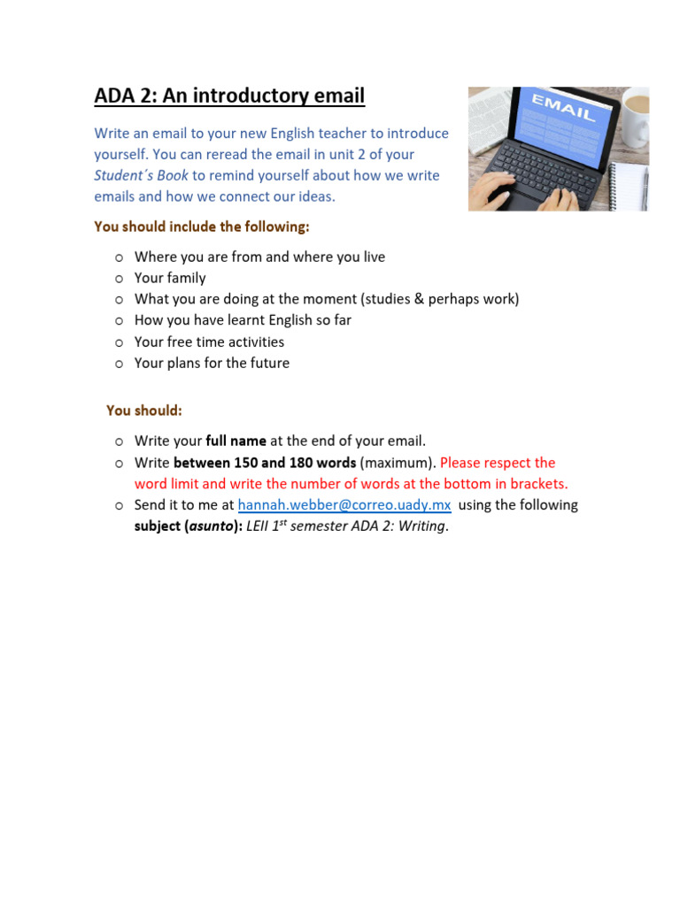 ADA 2 Writing An Email 2023 | PDF | Language Arts & Discipline ...