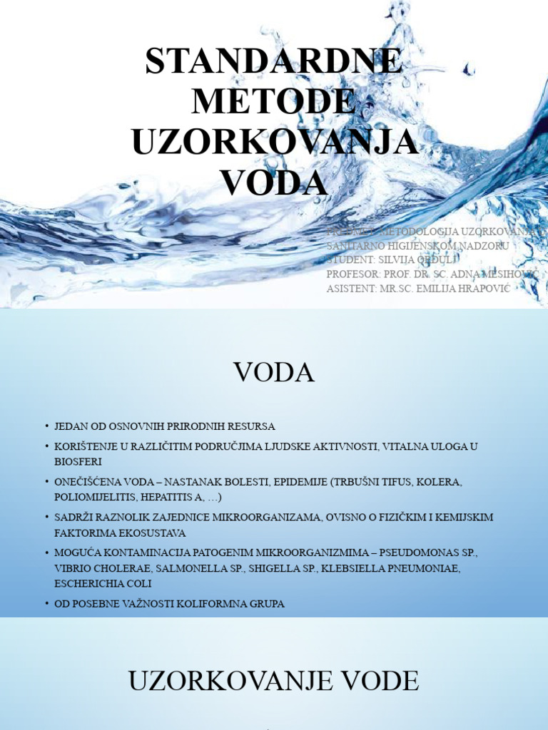 Standardne Metode Uzorkovanja Voda | PDF