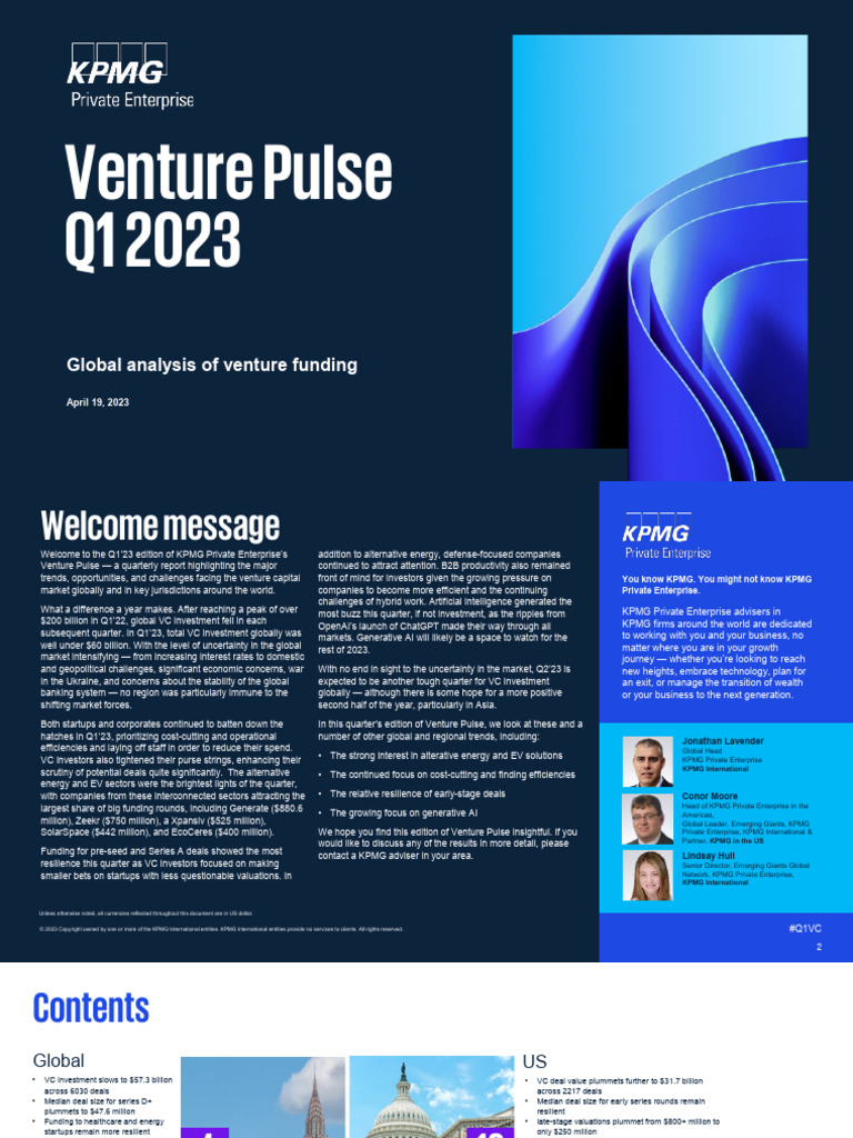 US Q1-2023 Venture Pulse - KPMG | PDF | Venture Capital | Corporate Finance