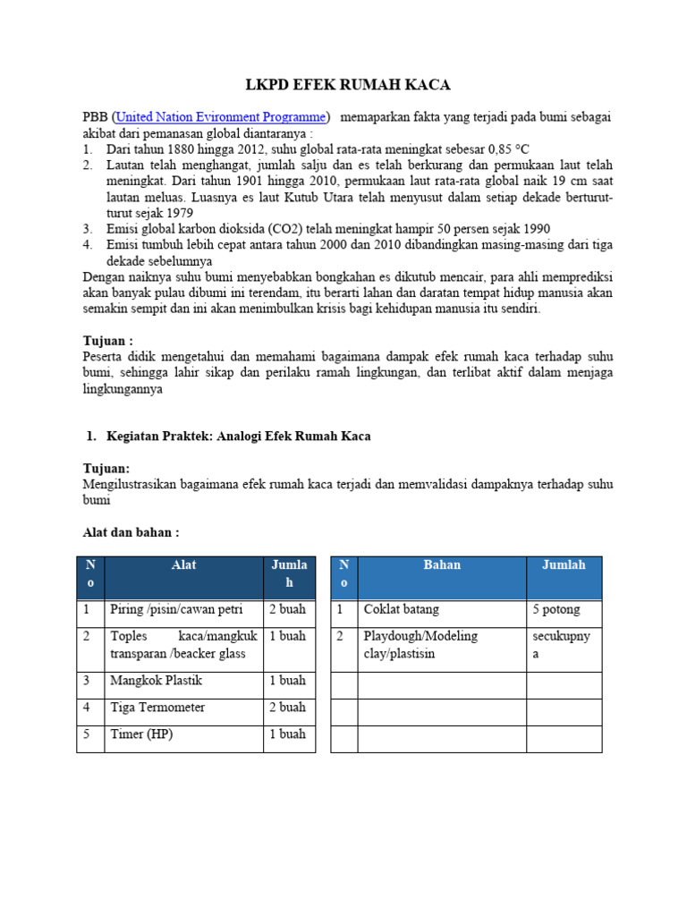 LKPD Efek Rumah Kaca #1 | PDF