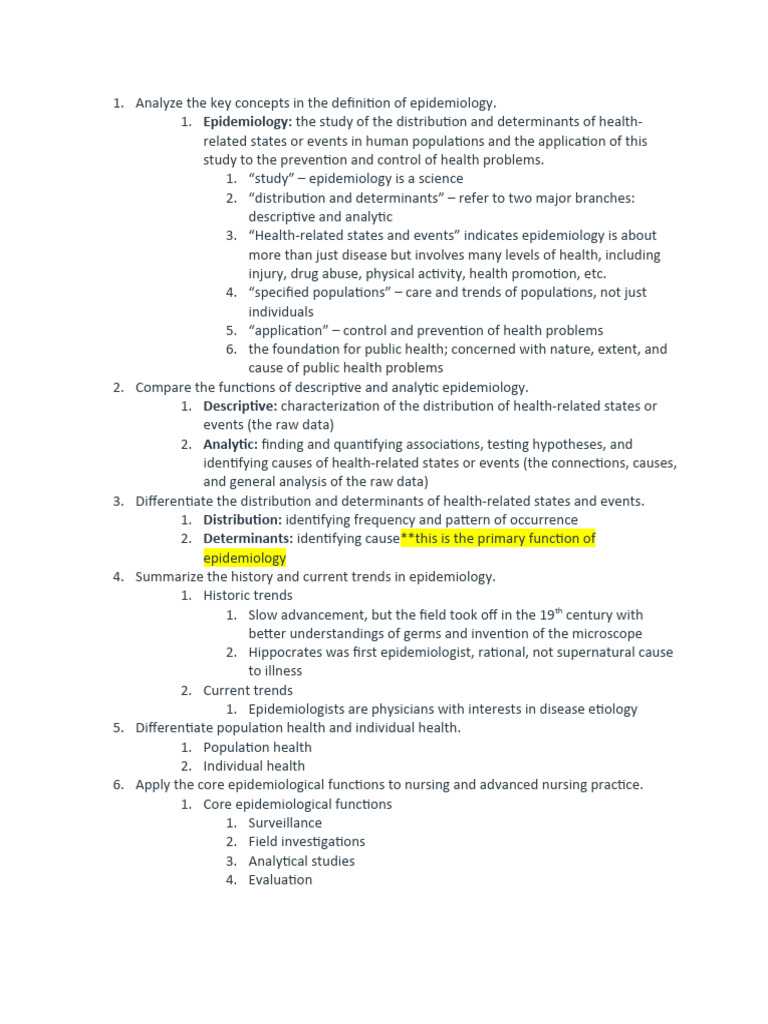 NSG 522 Midterm Learning Objectives | PDF | Epidemiology | Level Of Measurement