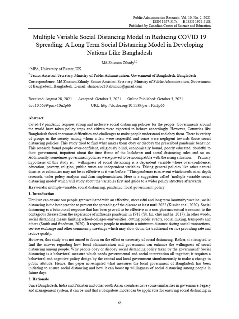 Multiple Variable Social Distancing Model in Reduc | PDF | Poverty ...