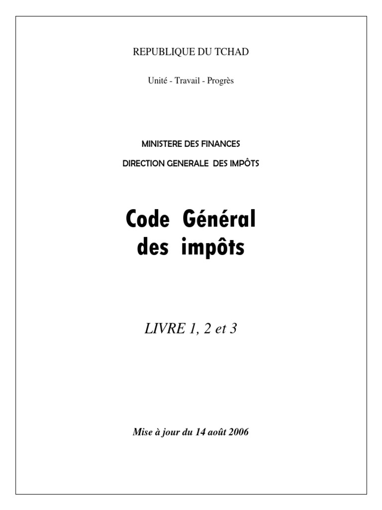 Code General Des Impots Tchad-Libre | PDF | Impôt sur le revenu | Impôts
