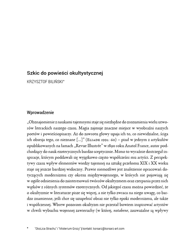 Szkic Do Powieści Okultystycznej | PDF