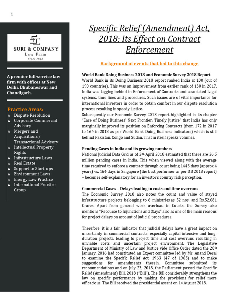 Special Feature- Specific Relief (Amendment) Act 2018 (2) | PDF | Legal ...