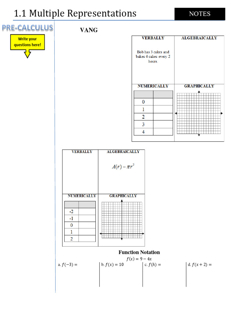 PC Packets Unit 1 - Intro To Precalculus | PDF | Equations | Elementary ...