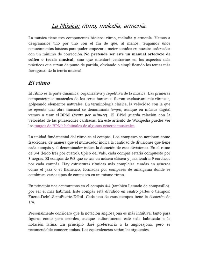 Melodia Ritmo y Armonia (Material) | PDF | Acorde (Música) | Armonía