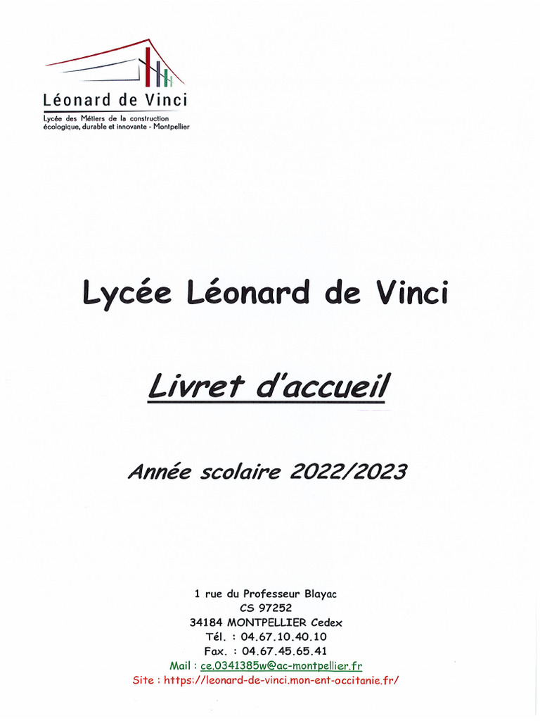 LIVRET RENTREE 2022 Vinci | PDF
