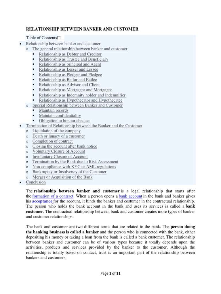 Relationship Between Banker and Customer | PDF | Banks | Loans