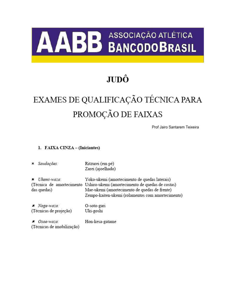 Exames para Promoção de Faixas AABB | PDF | Estilos de artes marciais ...