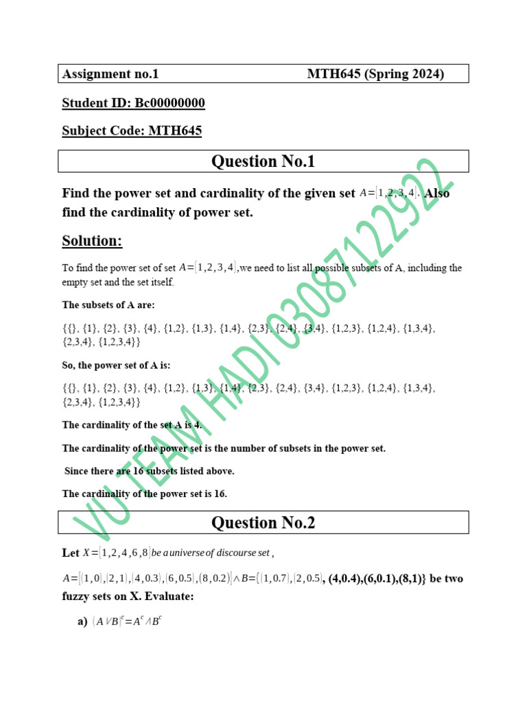 MTH645 Assignment No 1 2024 | PDF | Logic | Mathematical Logic