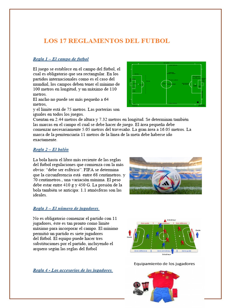 Las 17 Reglas Del Futbol | PDF | Asociación de Futbol | Deportes
