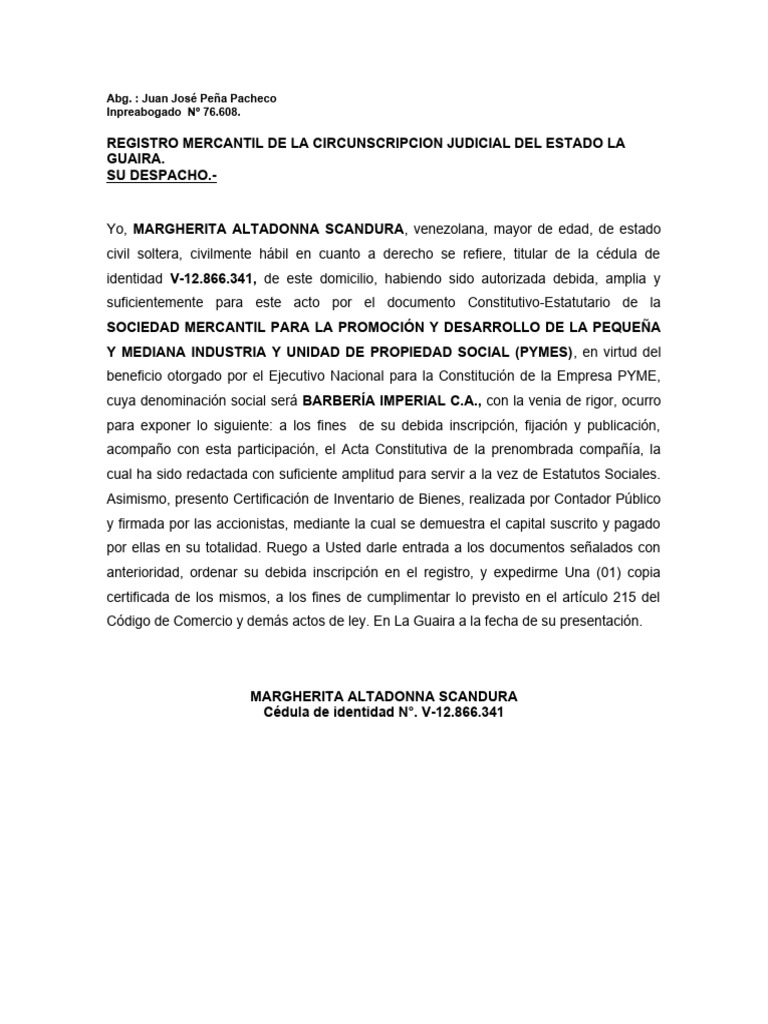 Acta Constitutiva Pyme | PDF | Compartir (Finanzas) | Bancos