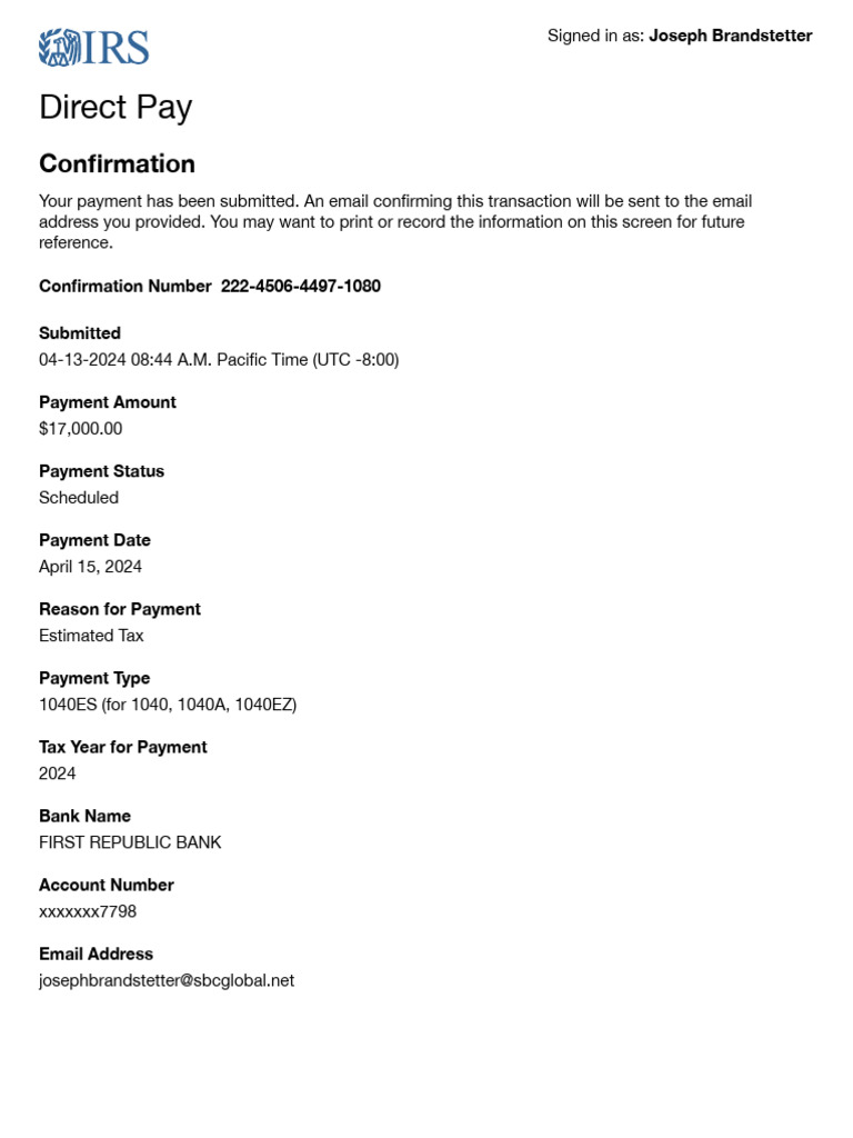 1040 Es 2024 A PR Payment | PDF | Finance & Money Management