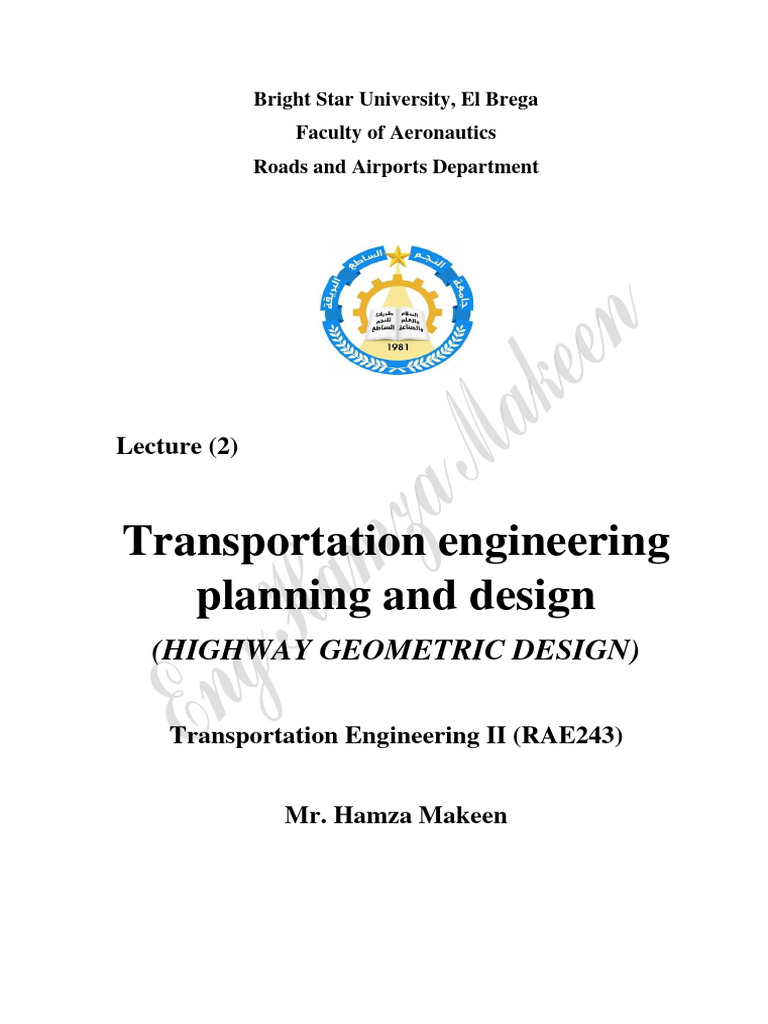 LEC (2) Transportation Engineering Planning and Design | Download Free ...